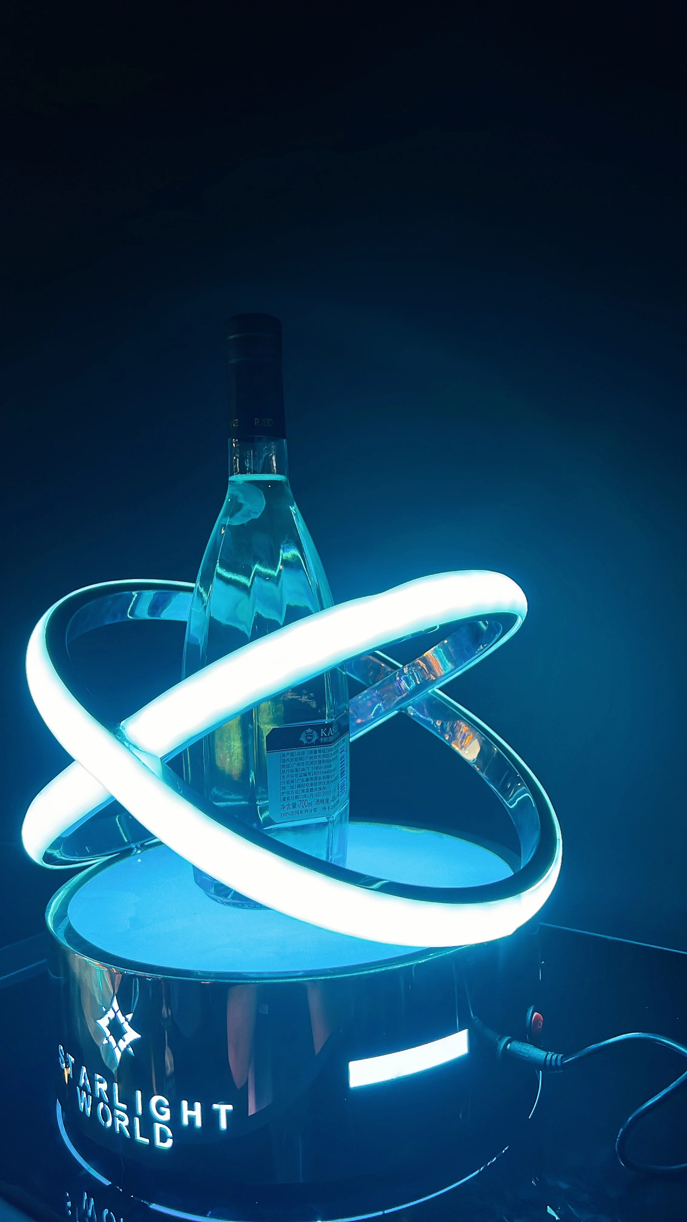 Bottle Display Rack With Led Light 6 Wine Acrylic Lighted Liquor Shelf ...