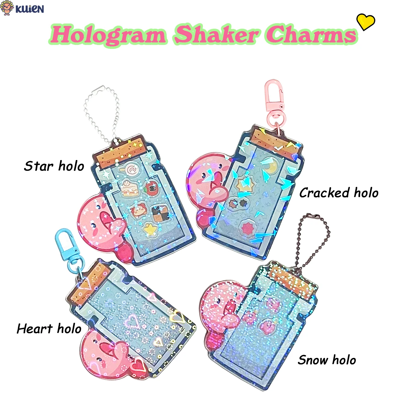 Custom Printed Cartoon Acrylic Shaker Keychain Clear Cute Plastic ...