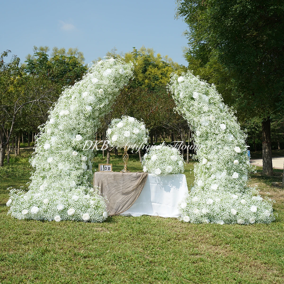 Dkb New Design Artificial White Rose Green Plant Wedding Arch ...