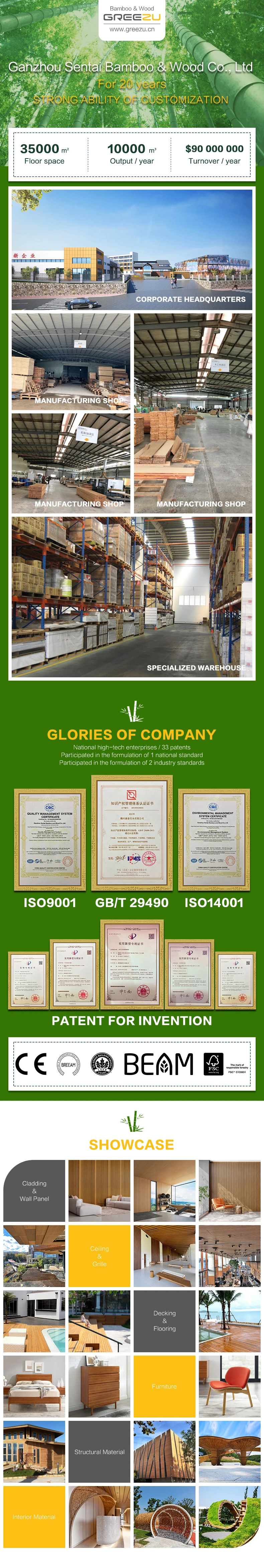 Acoustic Tegular Bamboo Wall Panel High Compressive Strength Of Bamboo ...