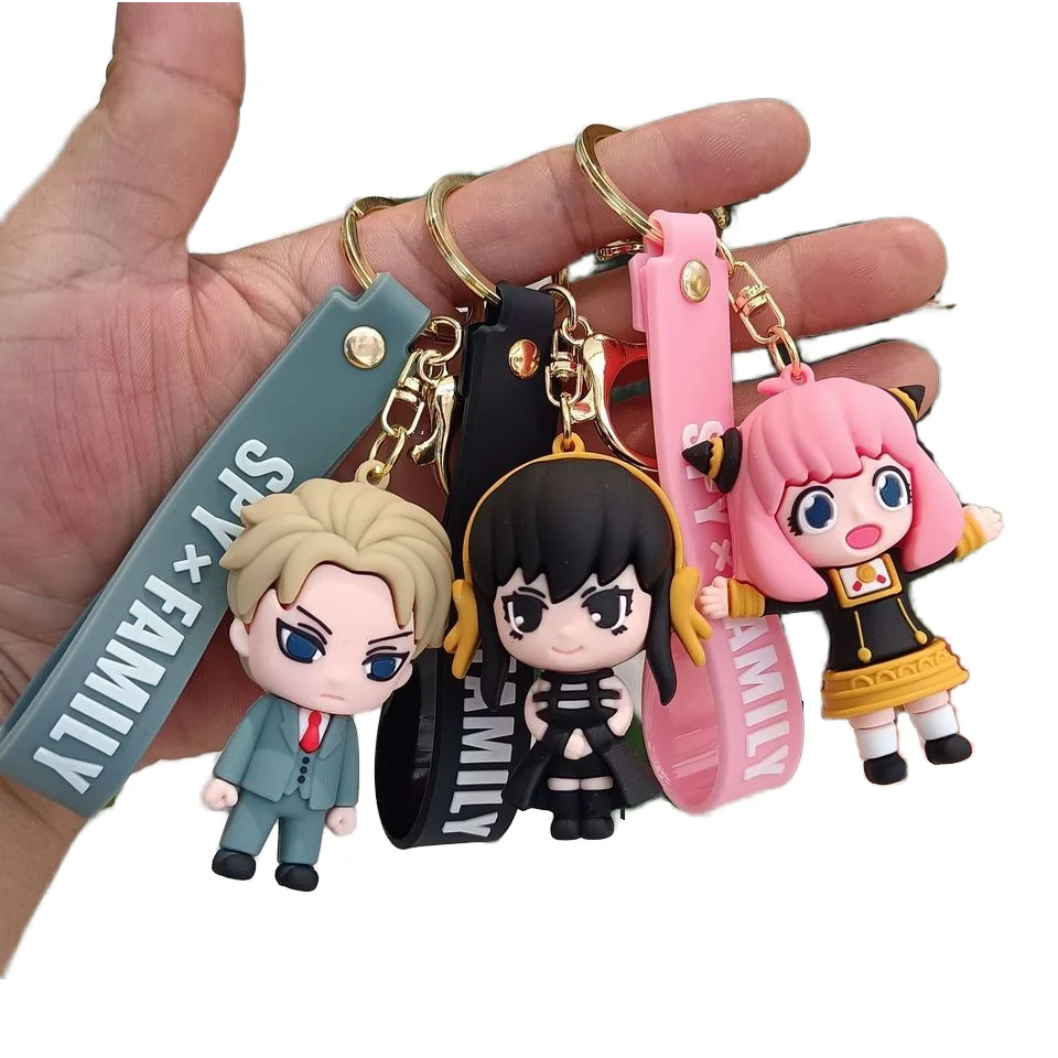 Spy X Family Chainsaw Man Anya Keychain 3D Doll Cosplay Props Keyrings ...