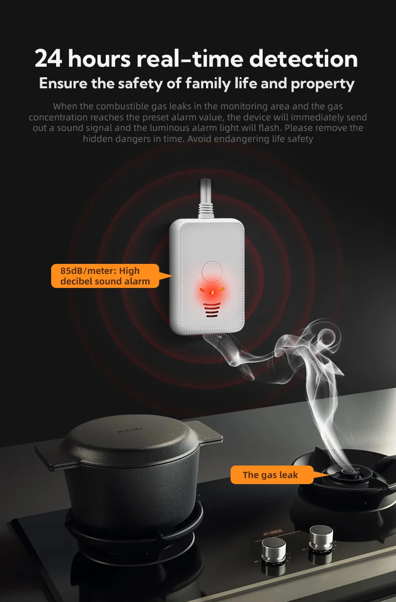 Fire Alarm Combustible Lpg Leak Detector De Gas Natural With Solenoid ...