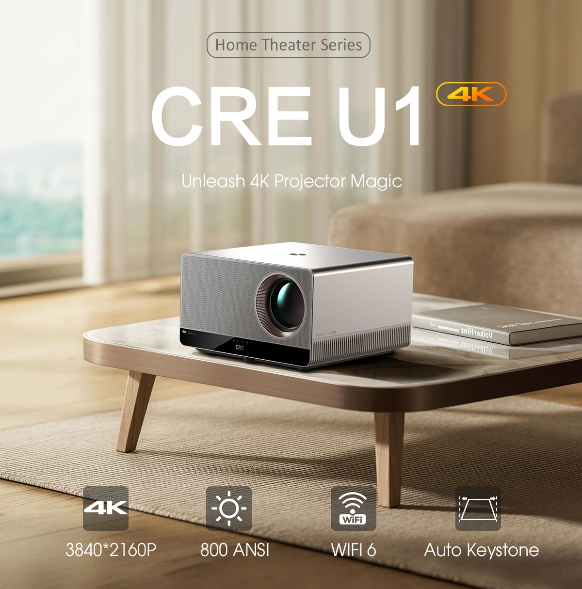 CRE U1 4k Home Cinema Projector OEM ODM Video Smart Projector CRE ...