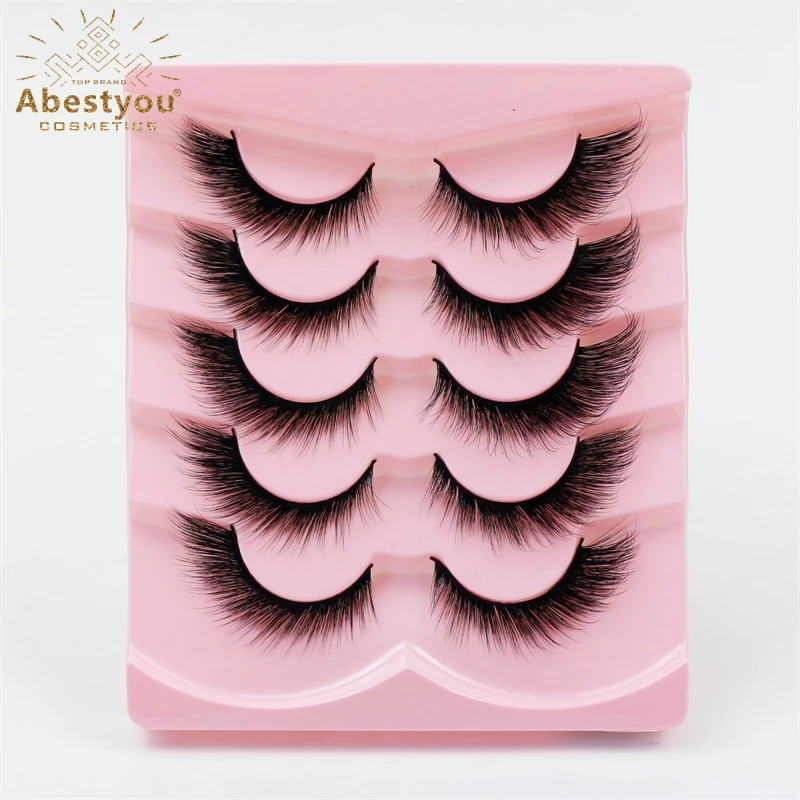 Abestyou Natural Cat Eye Lashes Bulk 3d Vegan False Eyelashes Fox Eye ...