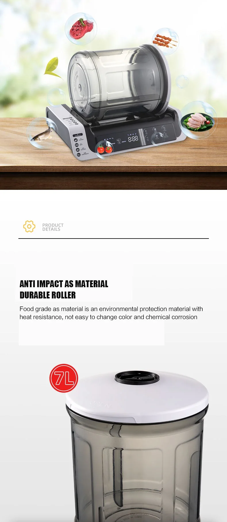 Vacuum Tumbler Marinator - Efficient Chicken Marination