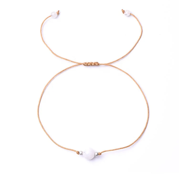 Hand-woven Pull String Bracelet Crystal Healing Natural Stone Bracelets ...