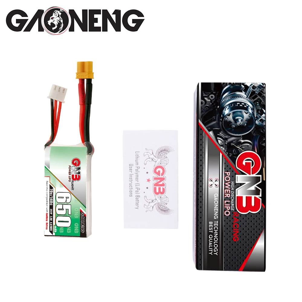 Gaoneng Gnb 2s 7.4v 650mah 70c 140c Xt30 Lipo Battery Xt30 Fpv Drone Rc ...