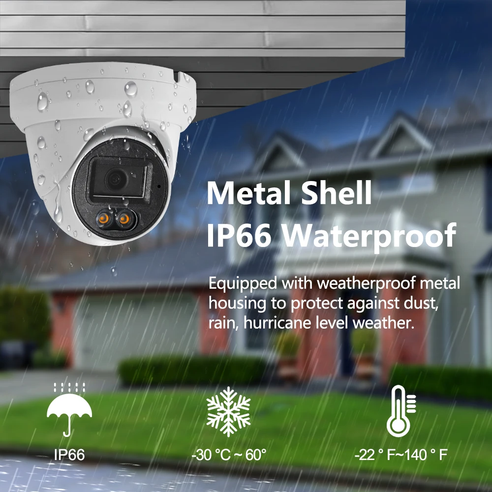 4mp Turret Dome Security Cctv Poe Ip Camera Full Color Night Vision ...