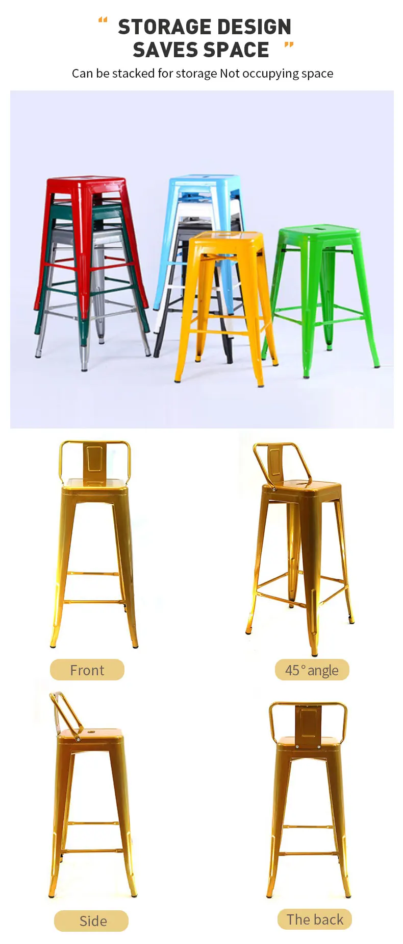 Chaises De Bar Stackable Cadeira Retro De Ferro Cafe Sillas De Metal ...