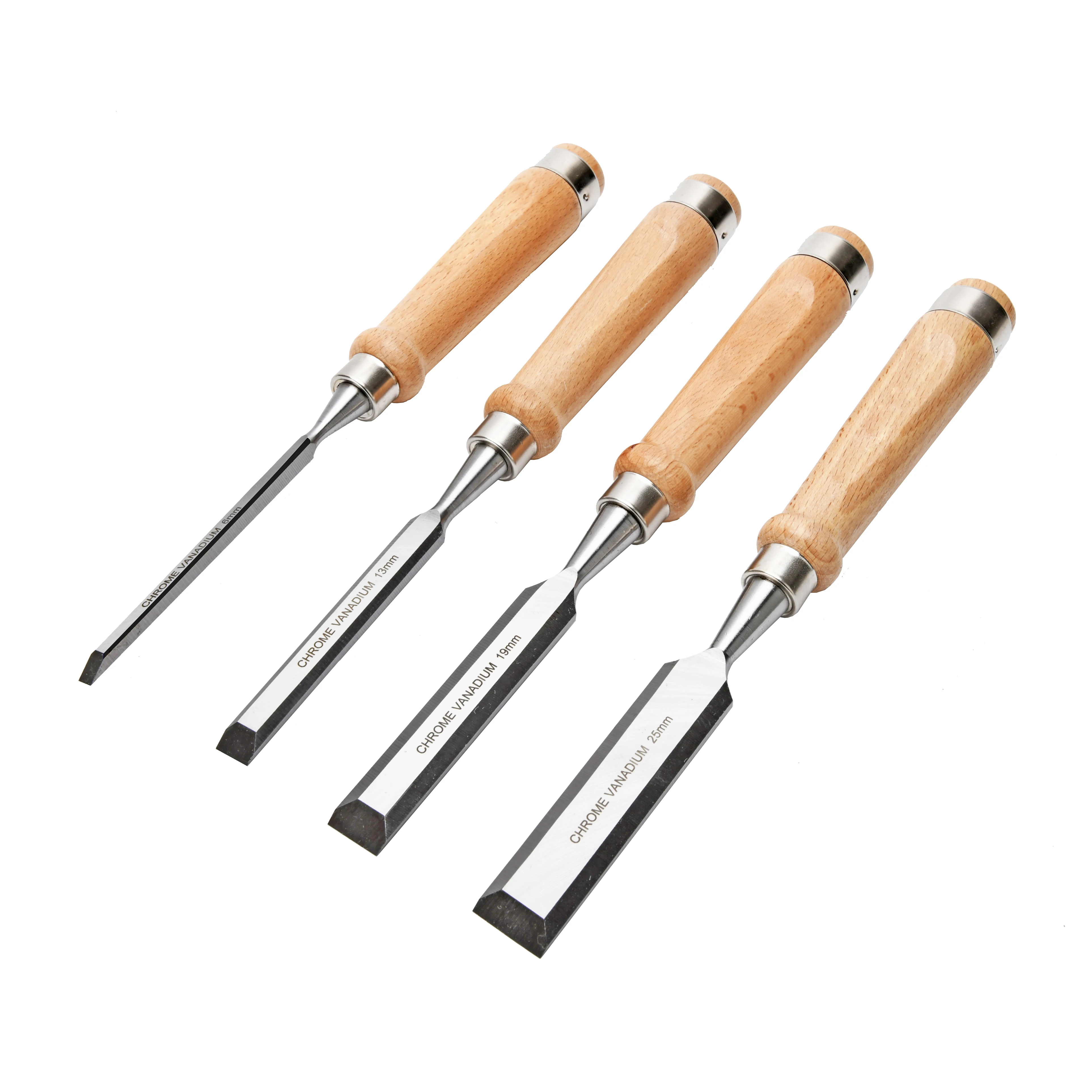 4-Piece Chisels Set for Wood Working with CrV Steel Beveled Edge Blade ...