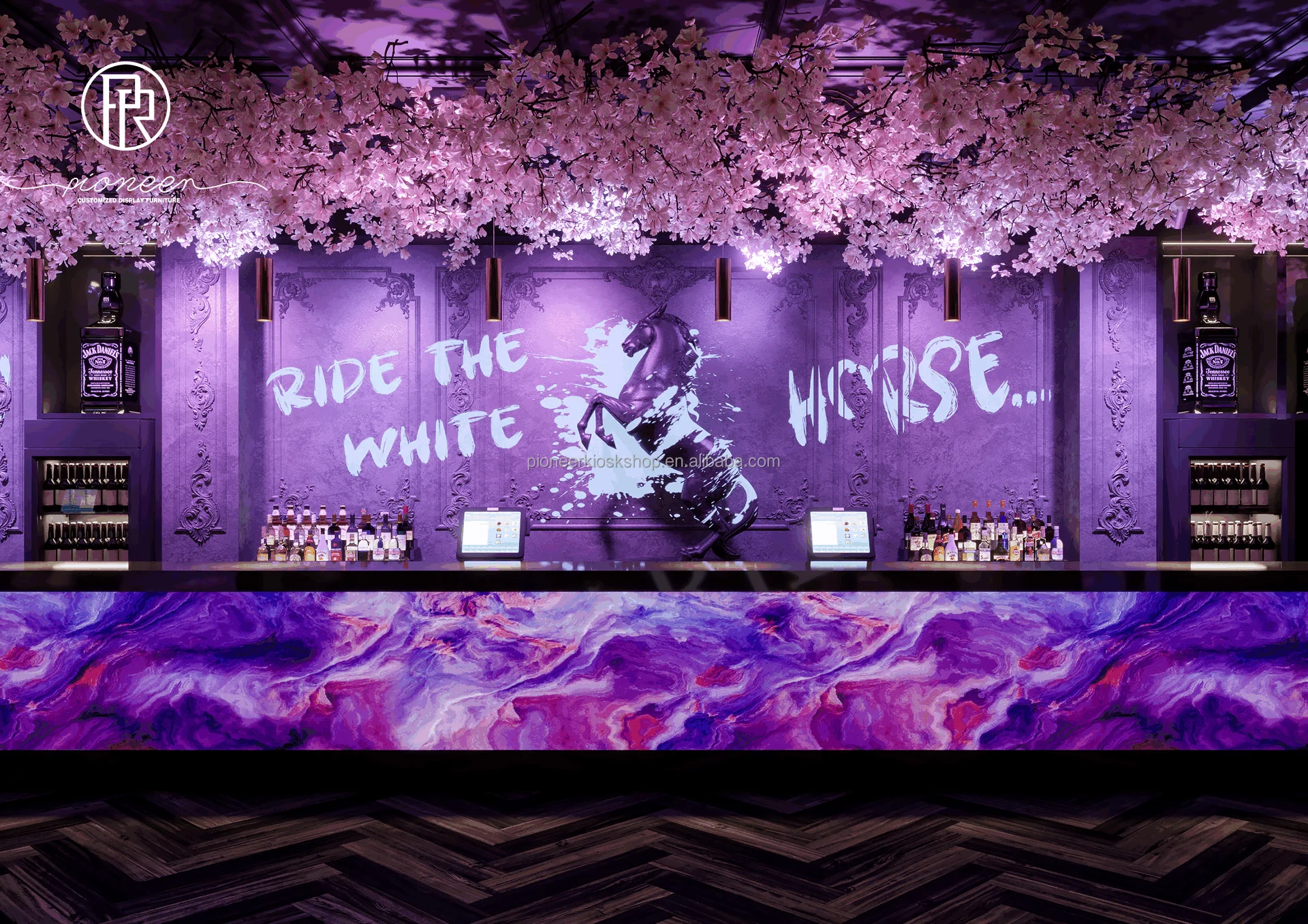 Luxury Bar Furniture: Translucent Marble LED Counter for Nightclubs ...