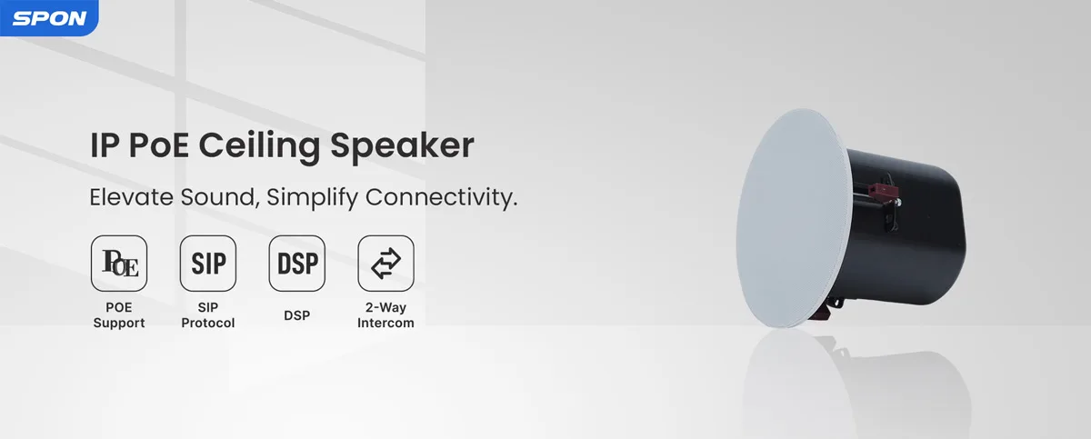 2 Way Communication Built-in Amplifier IP SIP Poe Ceiling Speaker with ...