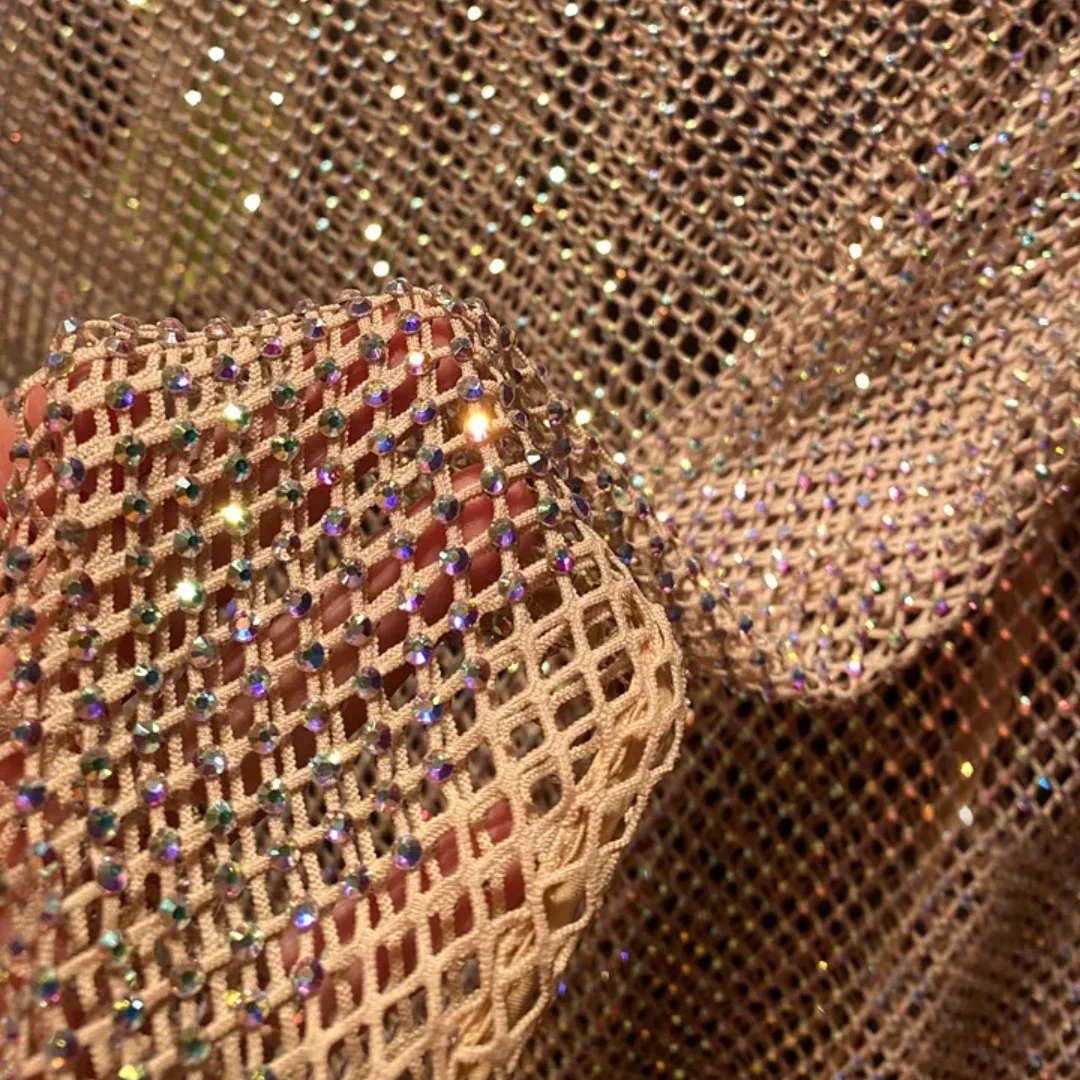 Latest New Crystal Mesh Fabric Trimming Stretch Elastic Rhinestone Net ...