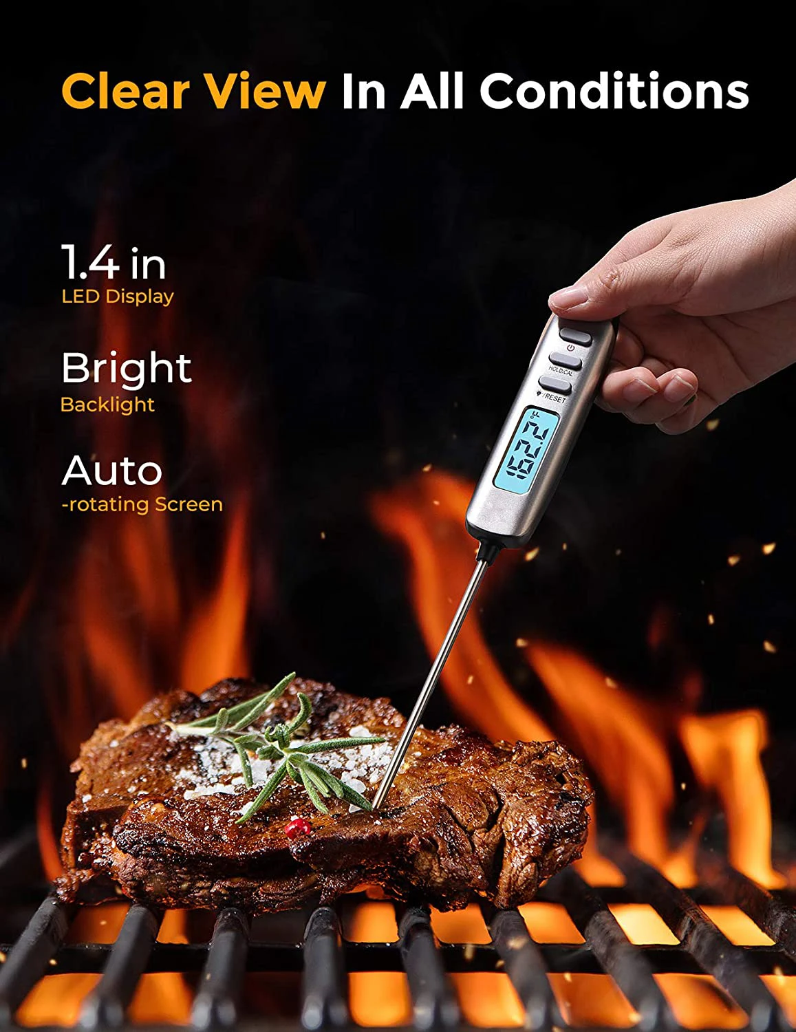 Instant Read Wireless Kitchen Thermometer - Fast & Accurate