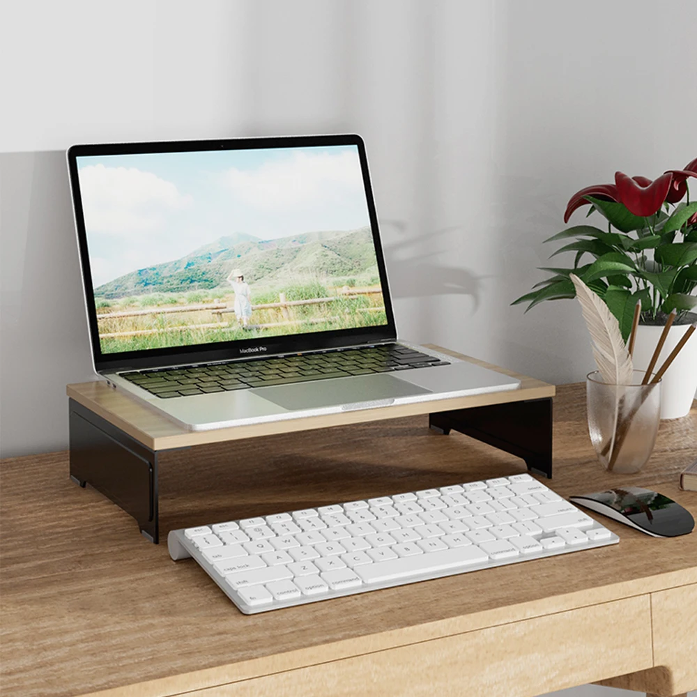 Mdf Aluminum 1 Tier Desktop Computer Riser Monitor Stand For Laptops ...