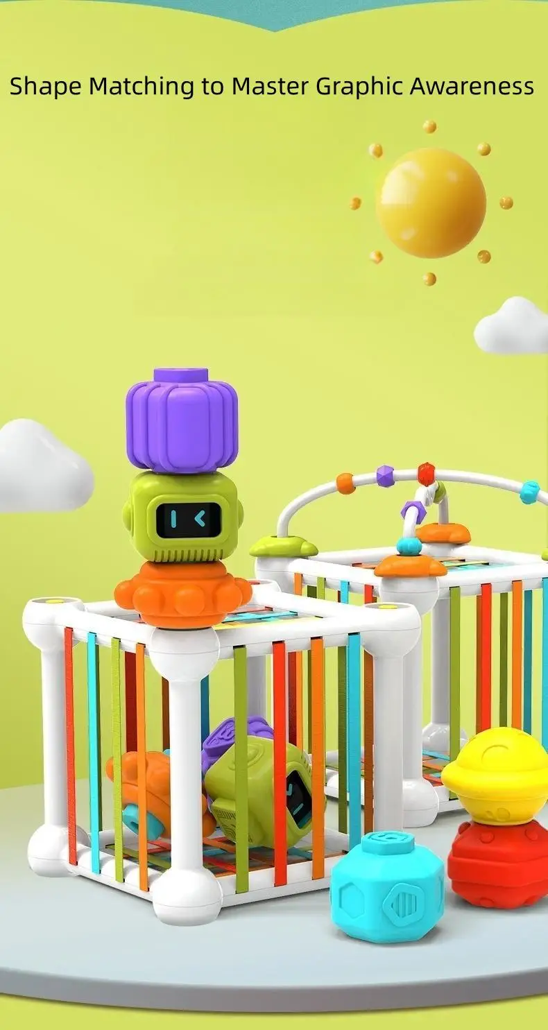 Shape Sorting Baby Toys Baby Sorter Toy Colorful Cube And 6 Pcs Multi ...