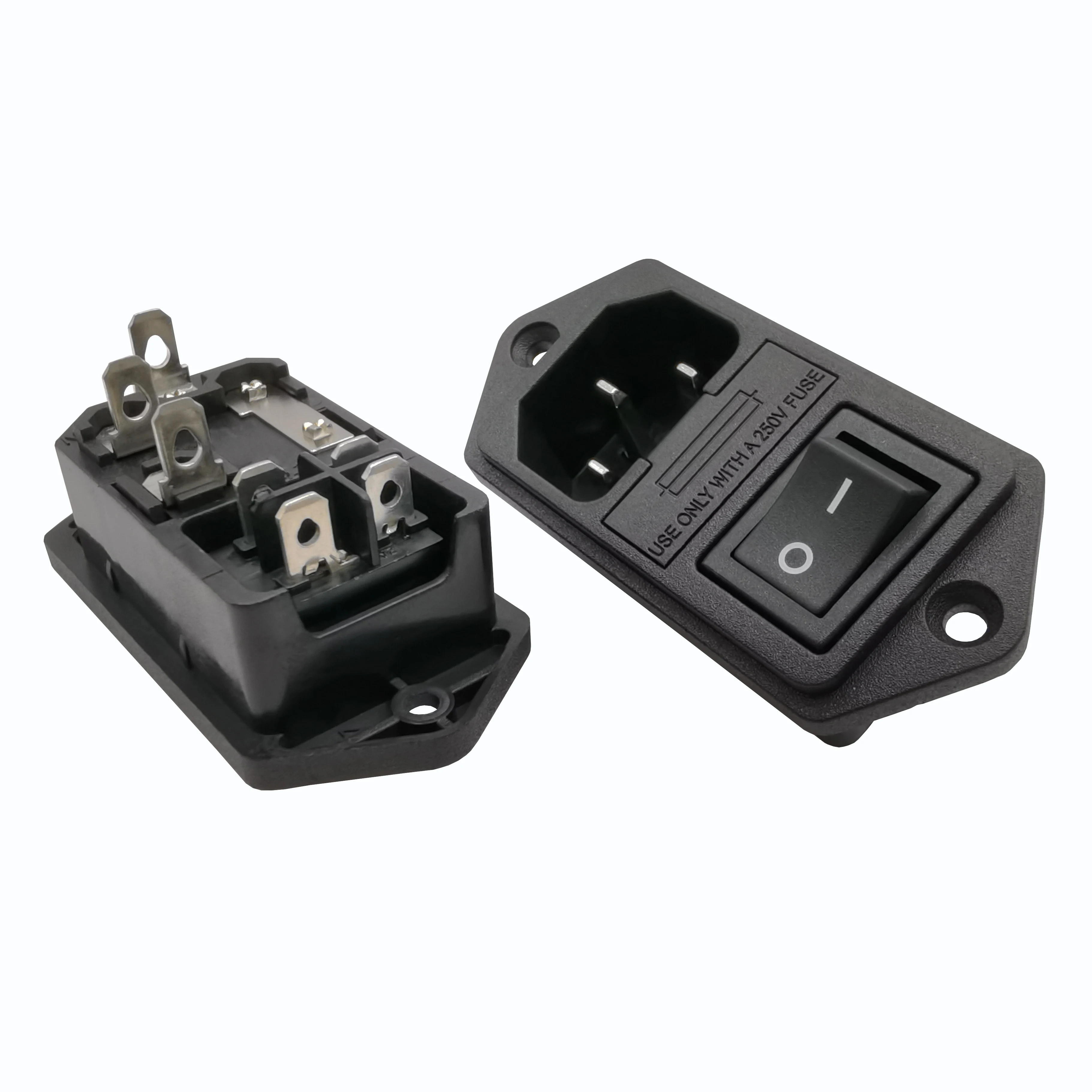 Jec 10a 250v Jr-101-1fr1-02 3 In 1 Ac Power Black Push Button Switch Socket - Buy 3 In 1 Socket ...