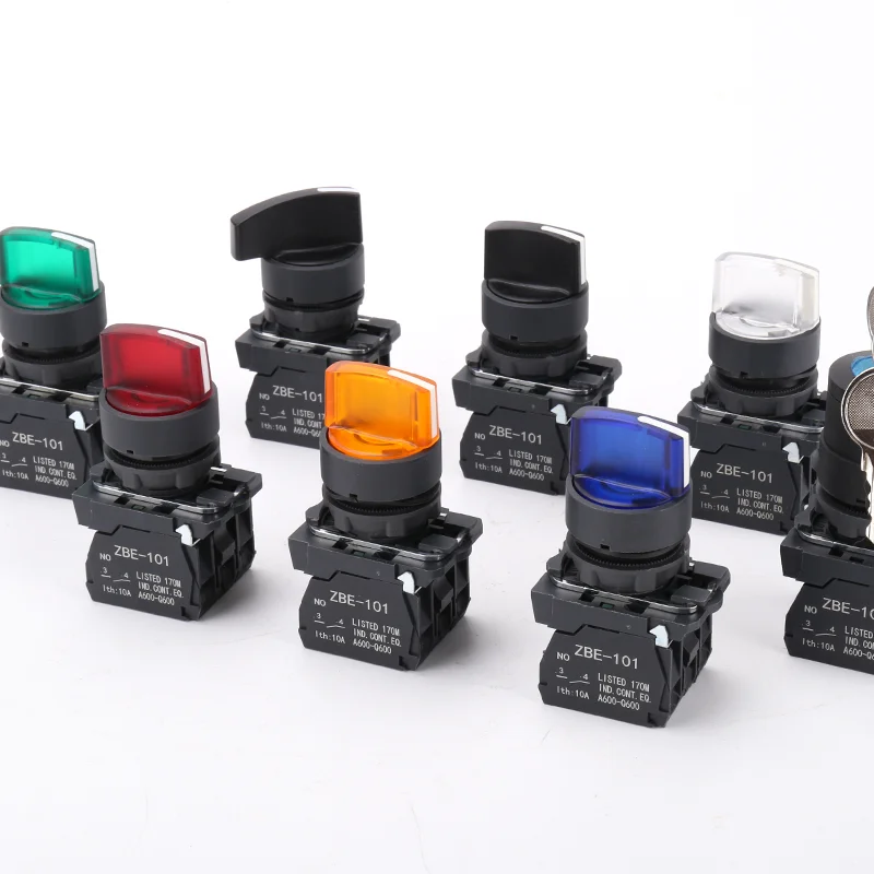 XB4 XB5 Industrial Push Button Switch with Lamp NO NC 22MM Flat Rotary ...