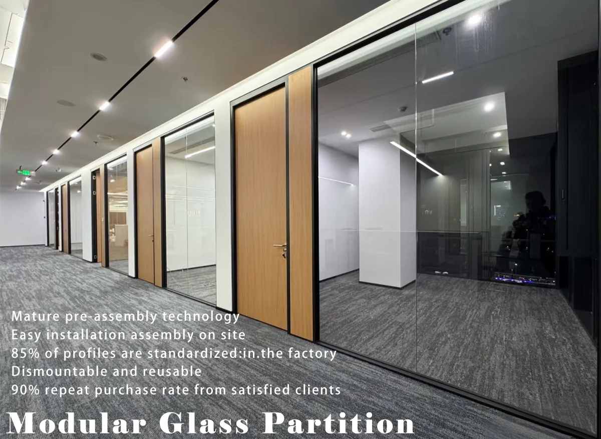 Ultra Clear Detachable Frameless Glass Partition Divider Modular Indoor ...