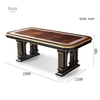 Luxury Long Dining Table Classic Italian High Gloss Wood 8 Seater ...