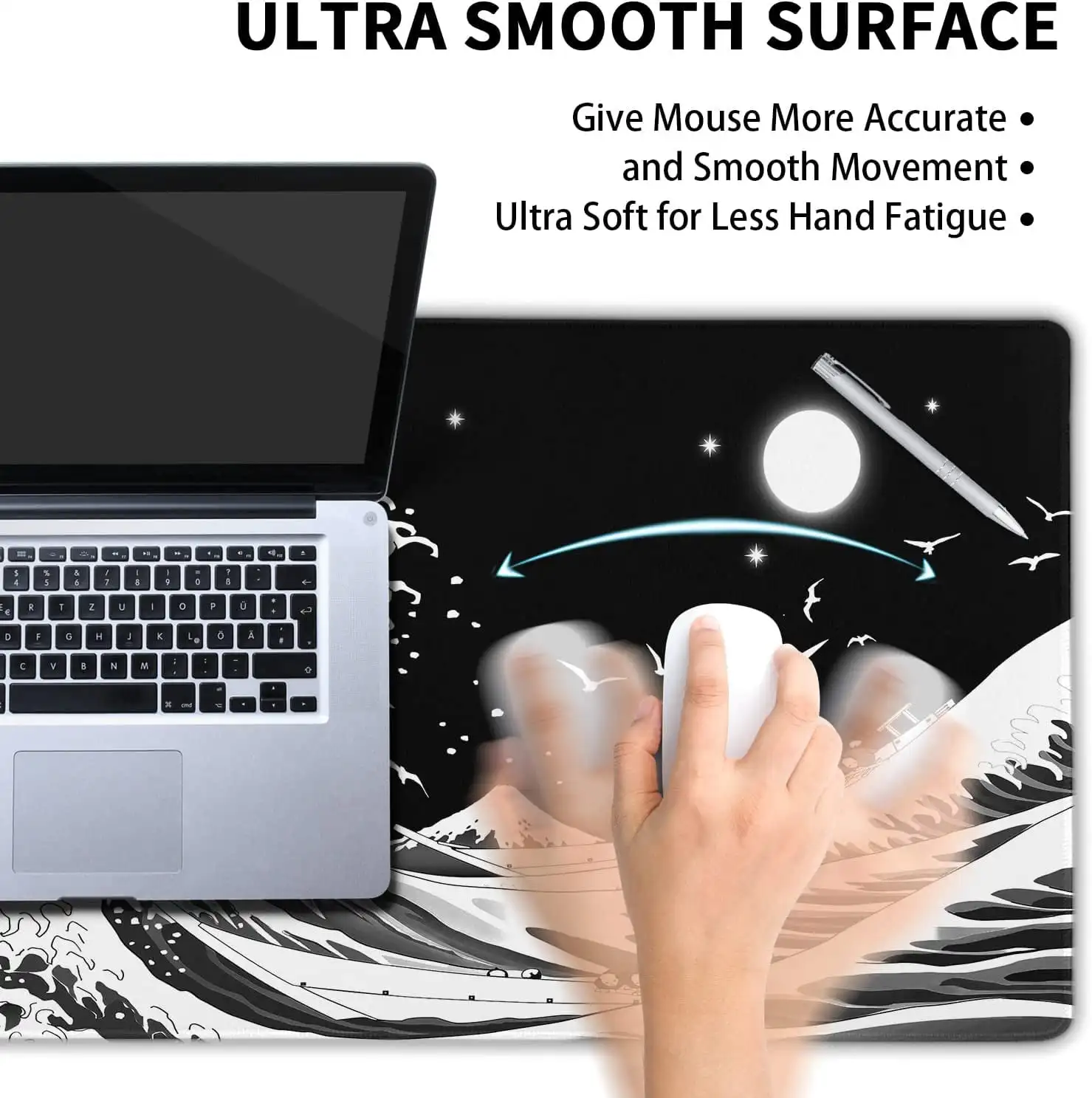 Large 600*300 Non-slip Rubber Sea Wave Extended Gaming Mouse Pad With ...