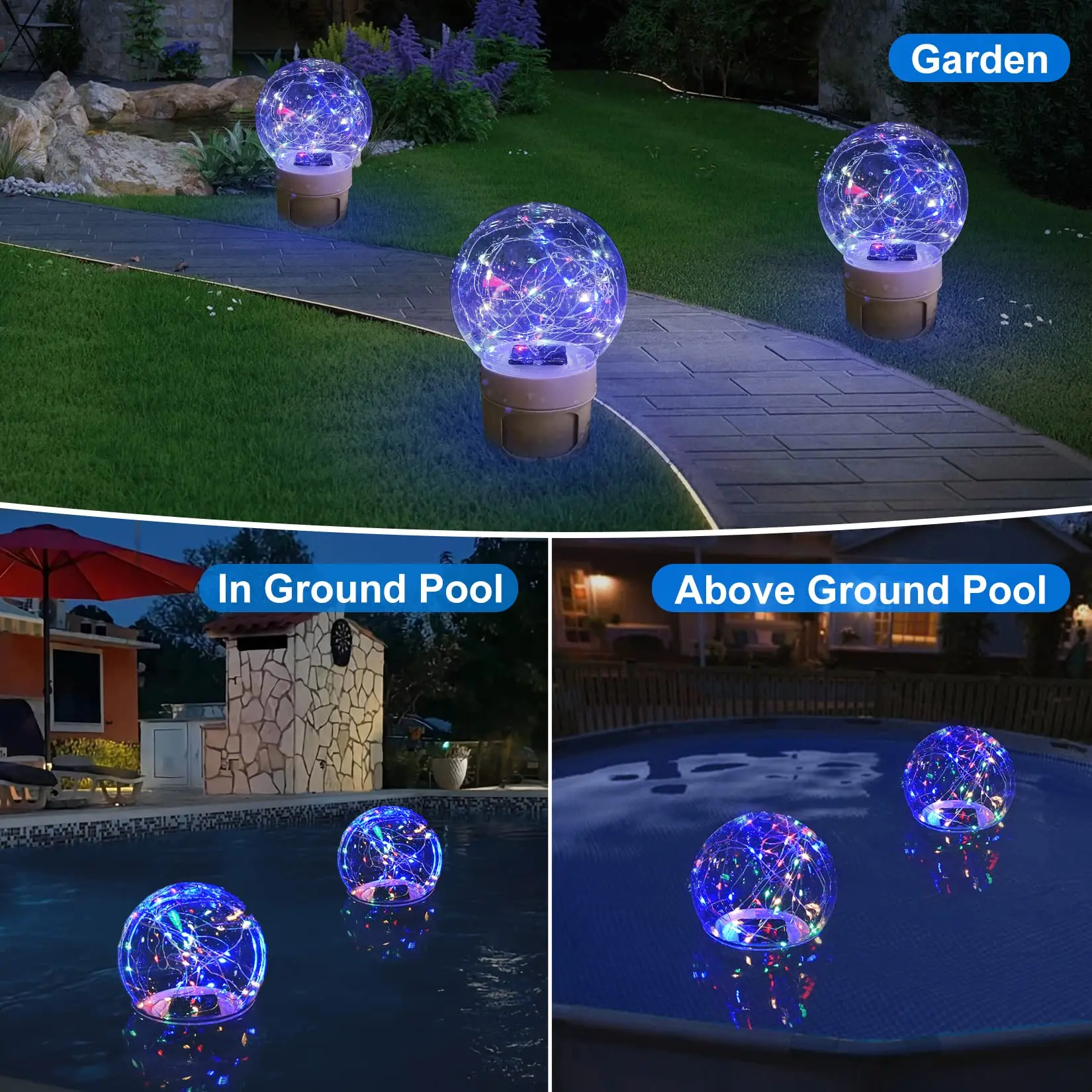 Cootway Solar Powered 3 Inch Swimming Pool Chlorinator With Multi Color ...