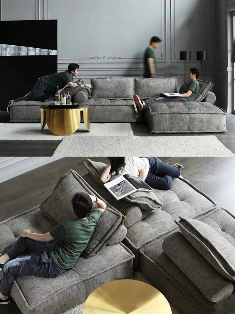 Modern Square Shape Recliner Design Fabric Sofa Luxury Couch Living ...