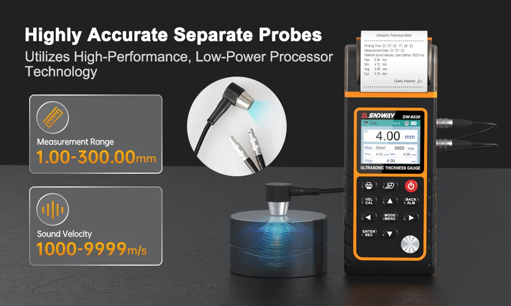 Sndway Ultrasonic Thickness Gauge Sw-6530 Plastic Glass Ceramics Metal ...