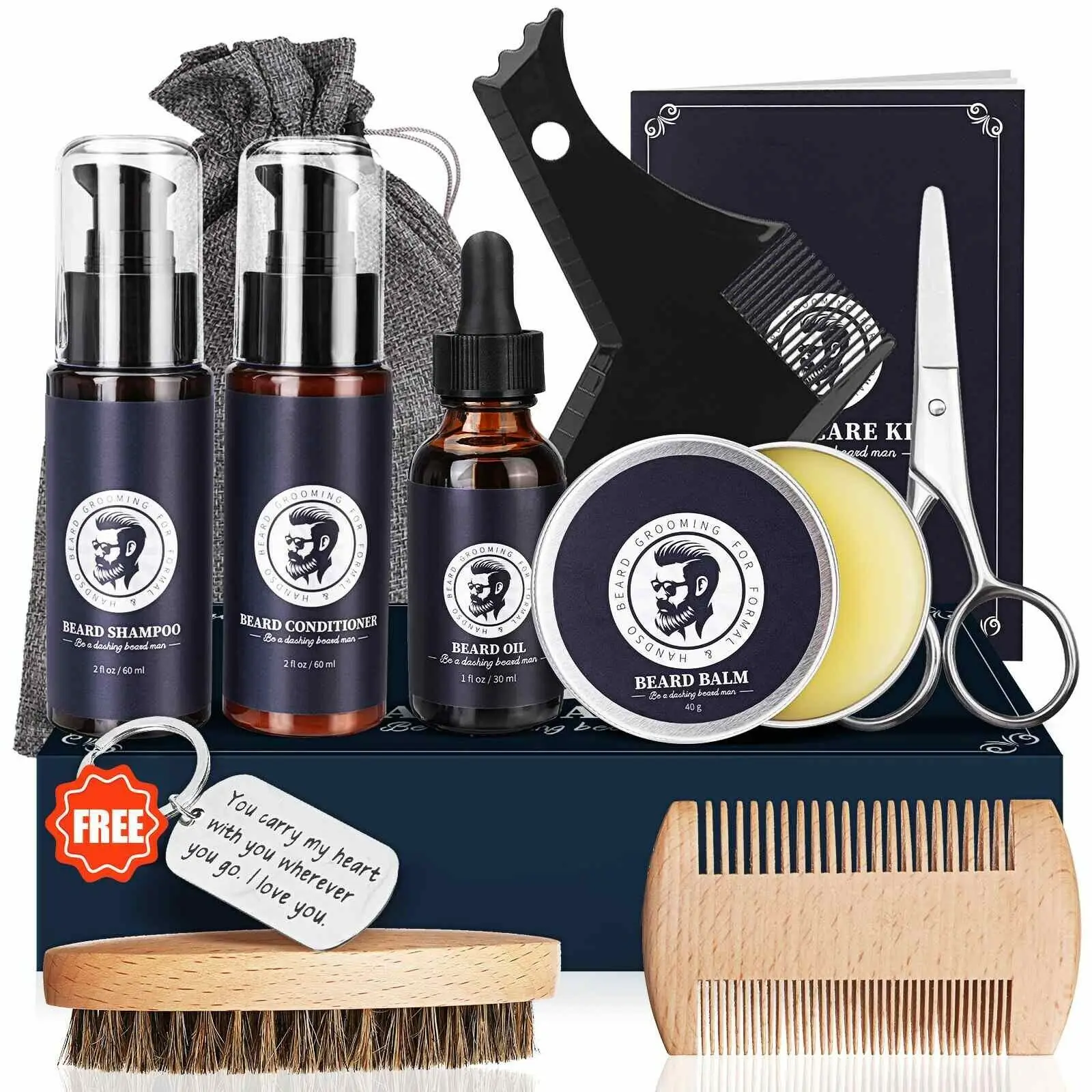 Wooden Boar Hair Bristle Wave Shaving Mens Beard Care Grooming Kit For ...