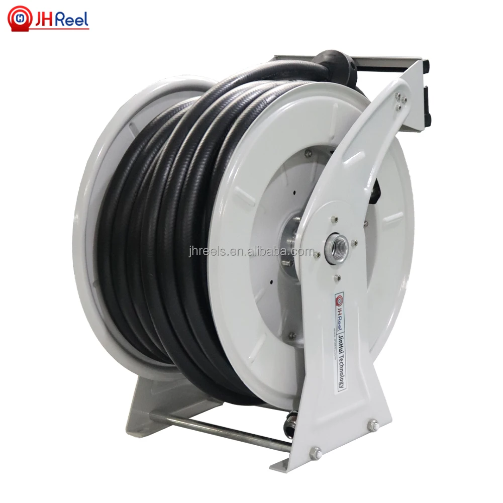 Portable Air Hose Reel - 1 Inch Spring Rewind for Gas Stations