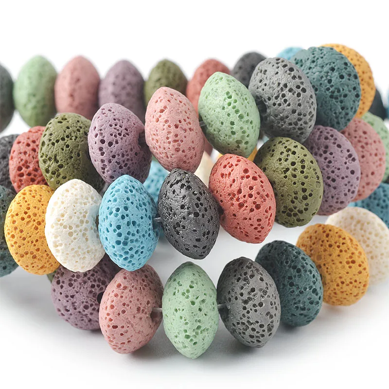 20 Color Choose Chinese Abacus Shape Beads Volcanic Rock Loose Strand ...