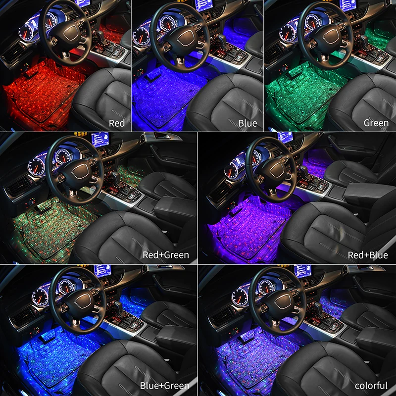 Car Led Ambient Light Car Interior Foot Lights Usb Star Laser Projector ...