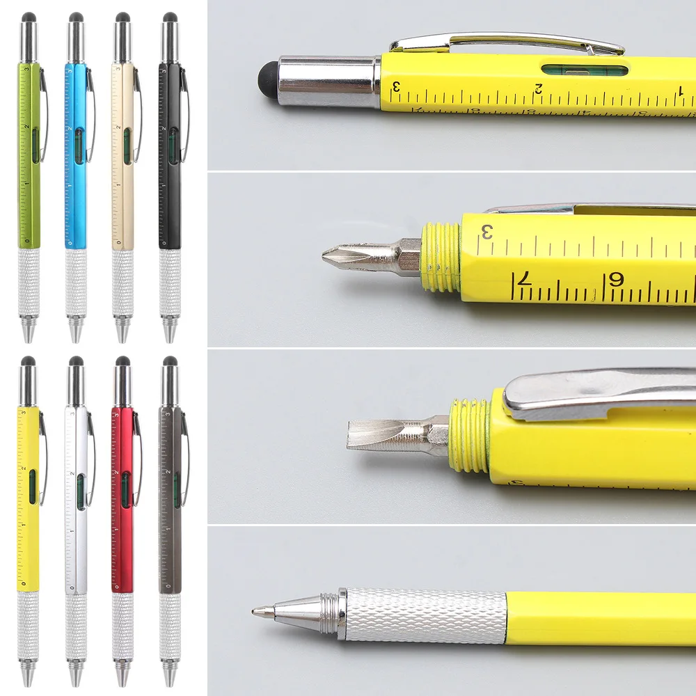 Custom logo 6 in 1 Multi Function Plastic Tool Pen With Stylus Dual ...