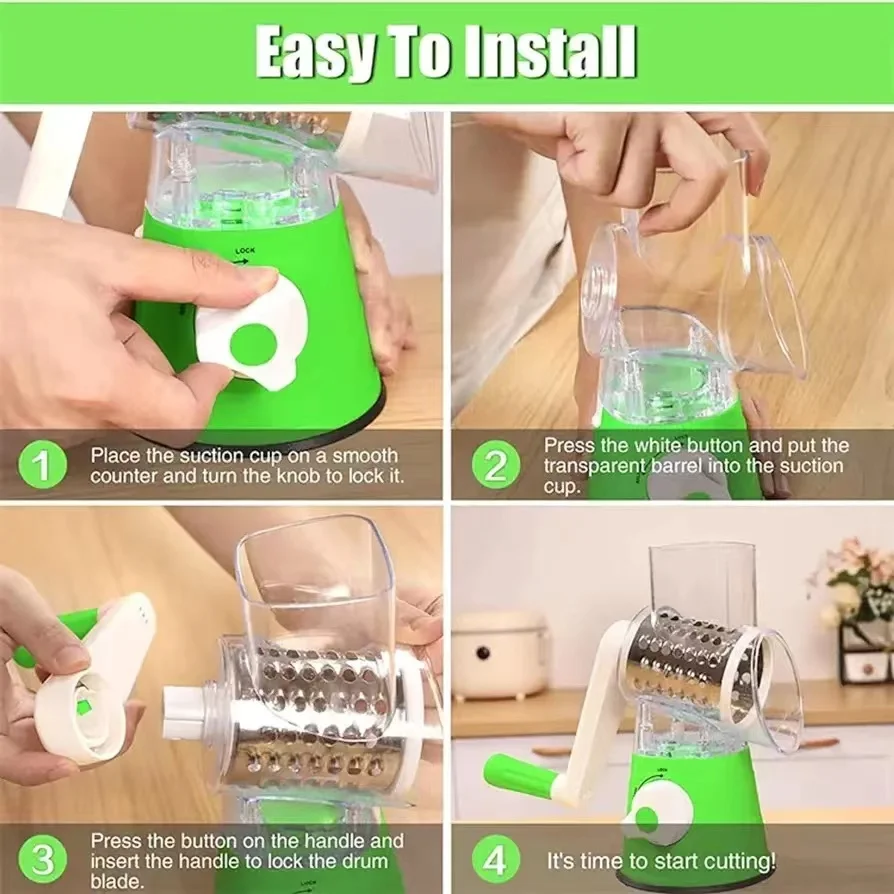 Kitchen Accessories 3 In 1 Rotary Cheese Grater Machine Vegetable ...