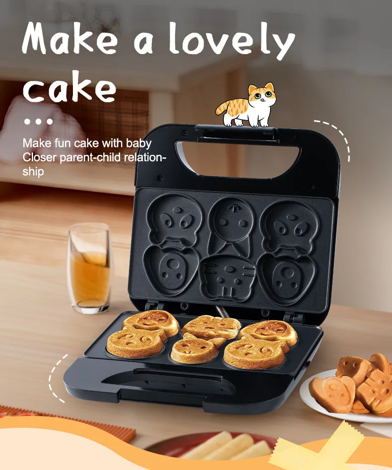110v 220v Cartoon Smiley Waffle Non-stick Grilled Panini Press ...