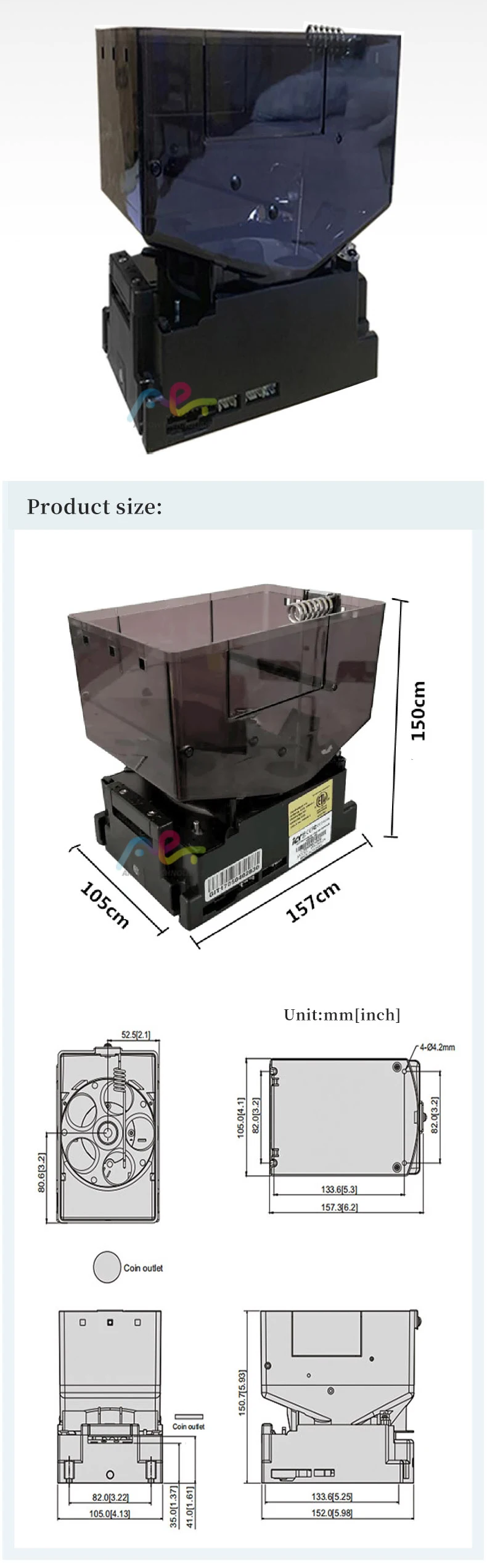 Coin Hopper Coin Acceptor Coin Dispenser For Self Service Vending - Buy ...