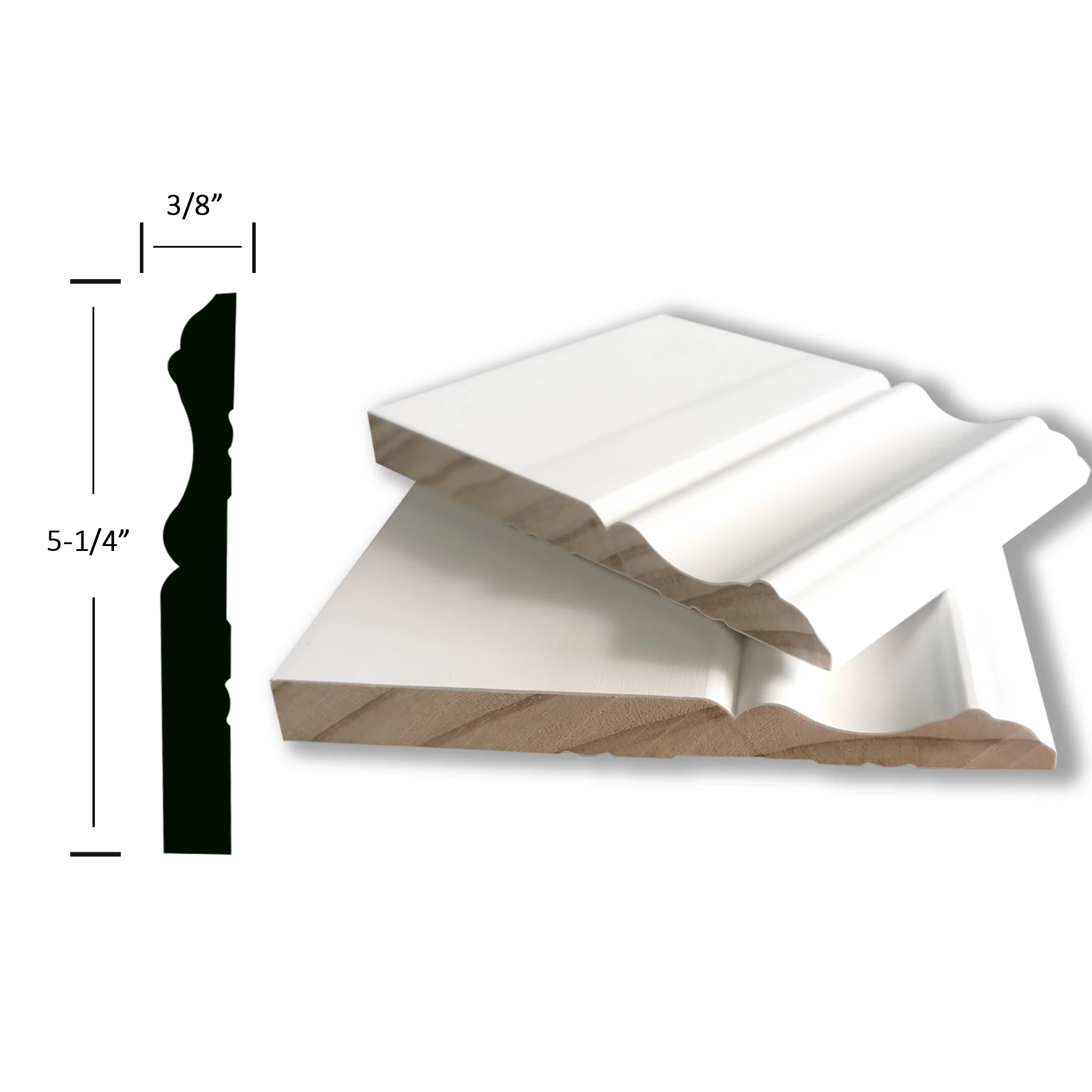 White Primed MDF Colonial Base Moulding MDF Base Moulding Baseboard ...