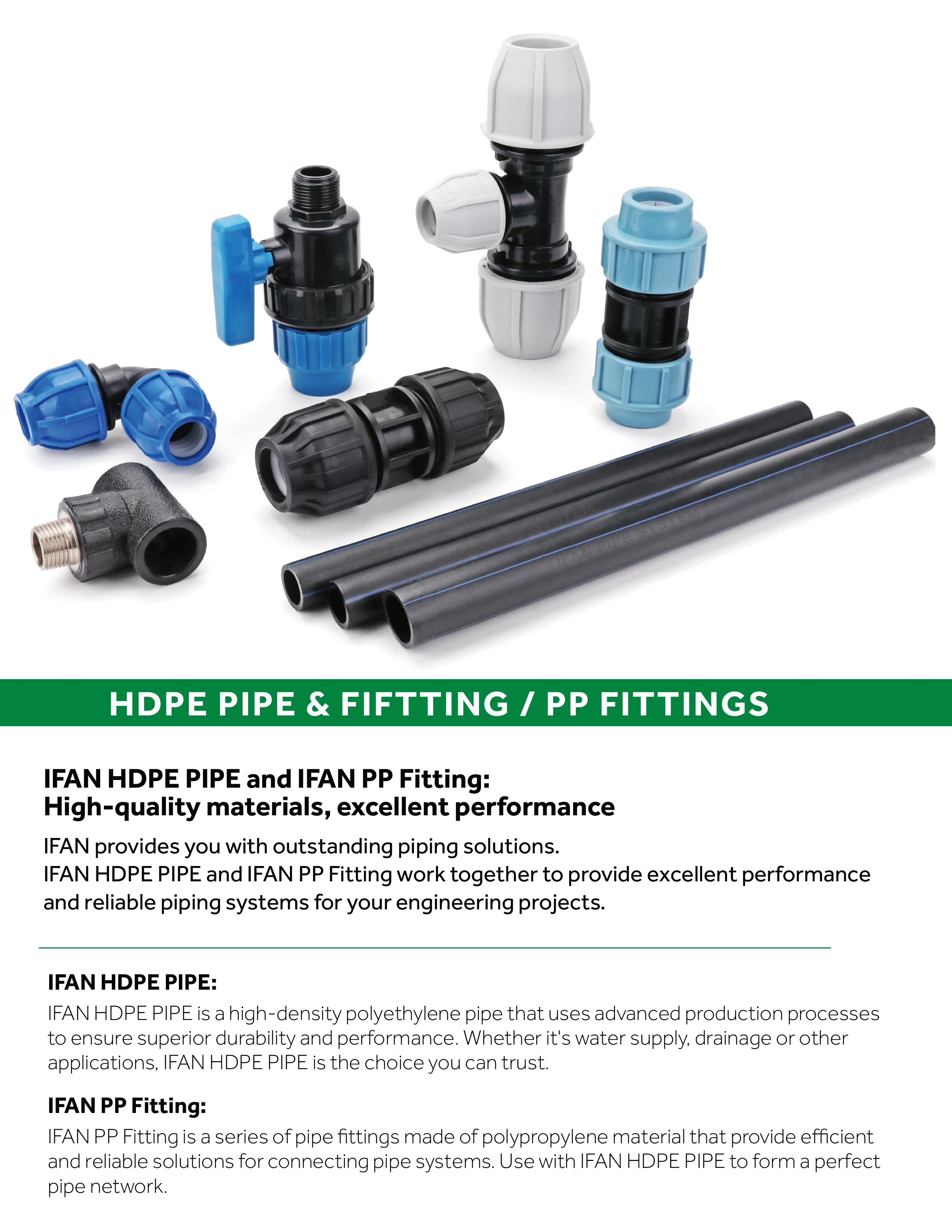 IFAN Irrigation HDPE PE100 Pipe Agricultura 20-630MM Polyethylene ...