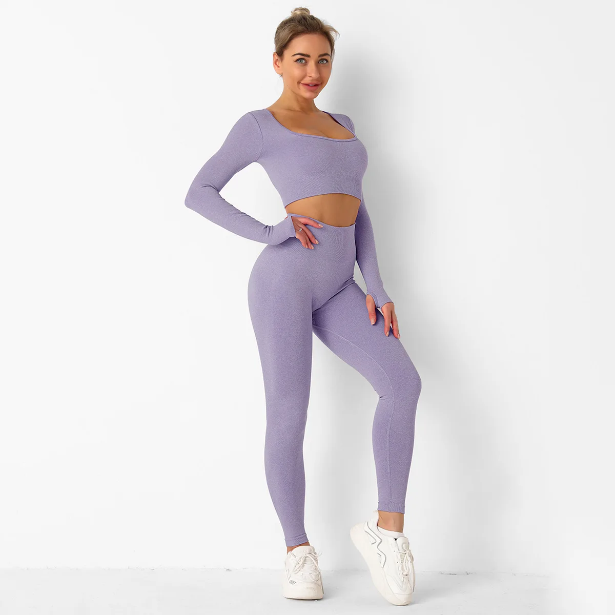 Woman Ropa De Yoga High Quality Yoga Legging Set Long Sleeve Pant Running Suit Women Fitness ...