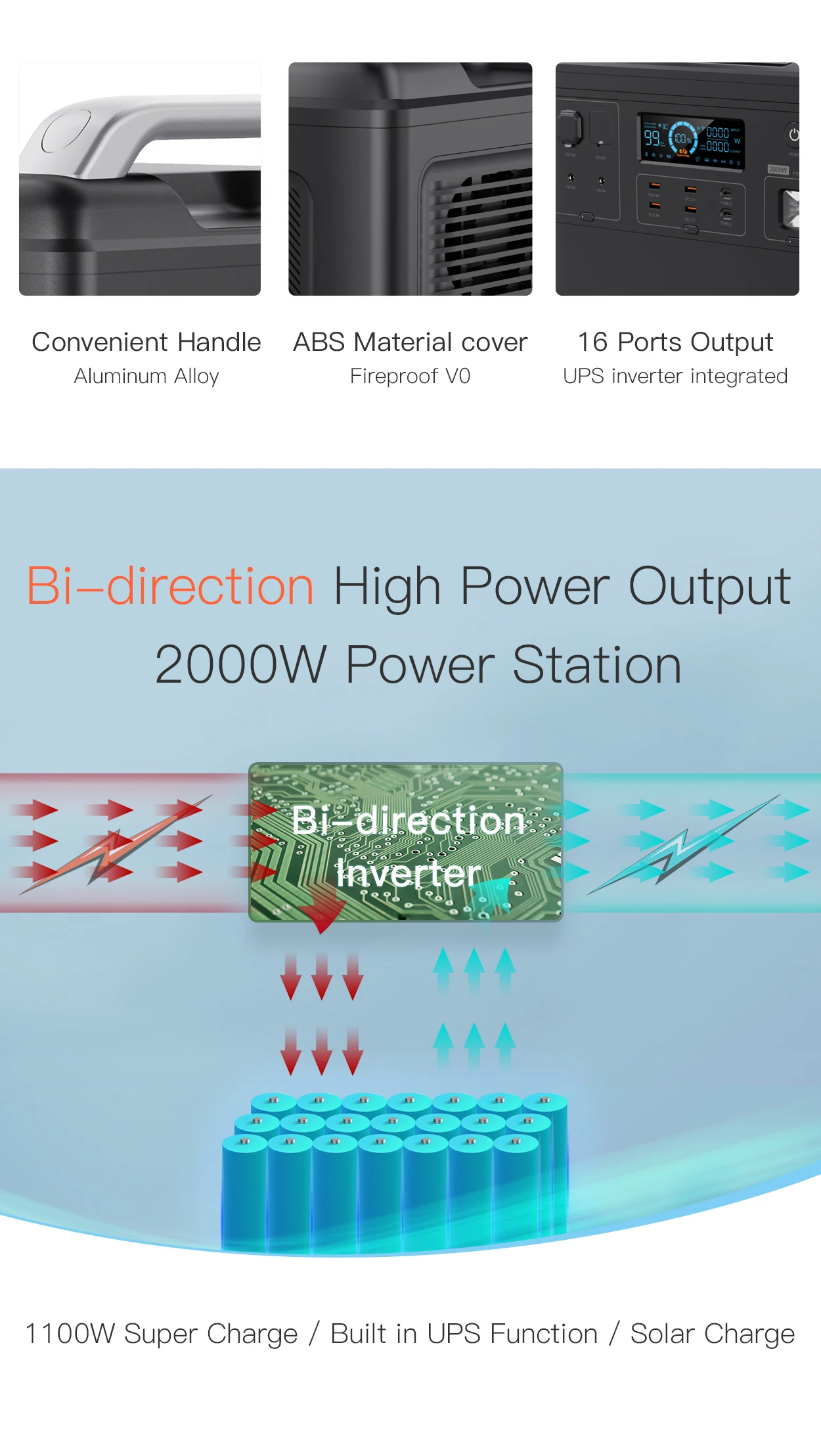 Off Grid Outdoor Camping 2000w Solar Generator Solar Charging Portable ...