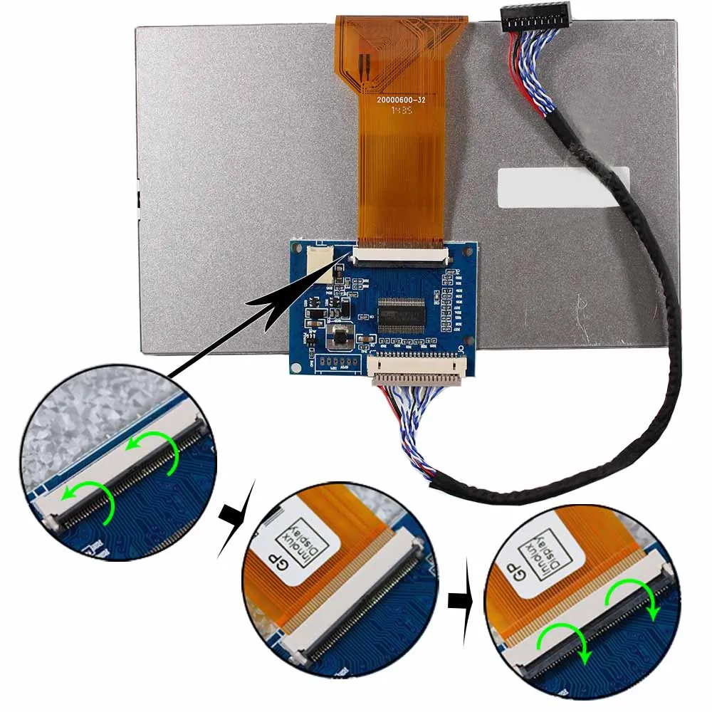 50pin Ttl To Lvds Tcon Board Thin Motorcycle Lcd Panel 7" At070tn92 800x480 Resolution Lcd ...