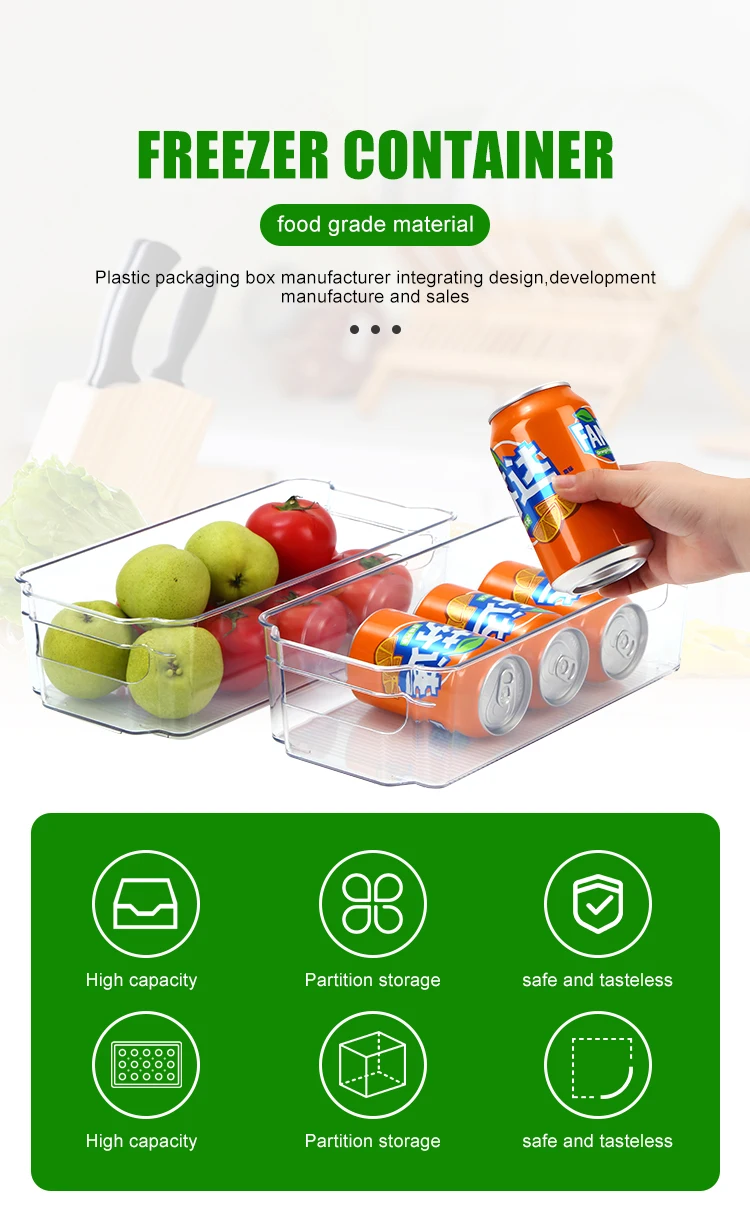 Clear Food Safe Container Stackable Acrylic Rectangle Fridge Storage ...