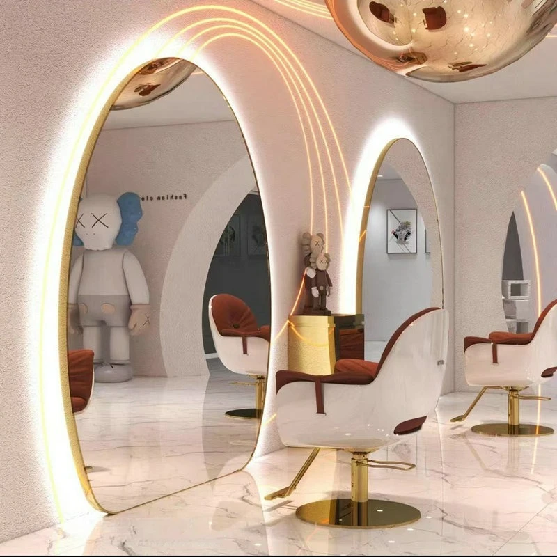 YOUTAI round led mirror hair salon lamp mirror with hair dresser hair ...