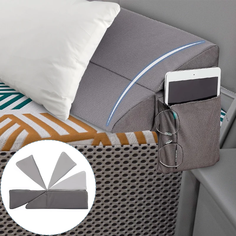 Foldable Bed Wedge Pillow Stopper Upgraded Grey Noodle Pillow Wedge for ...