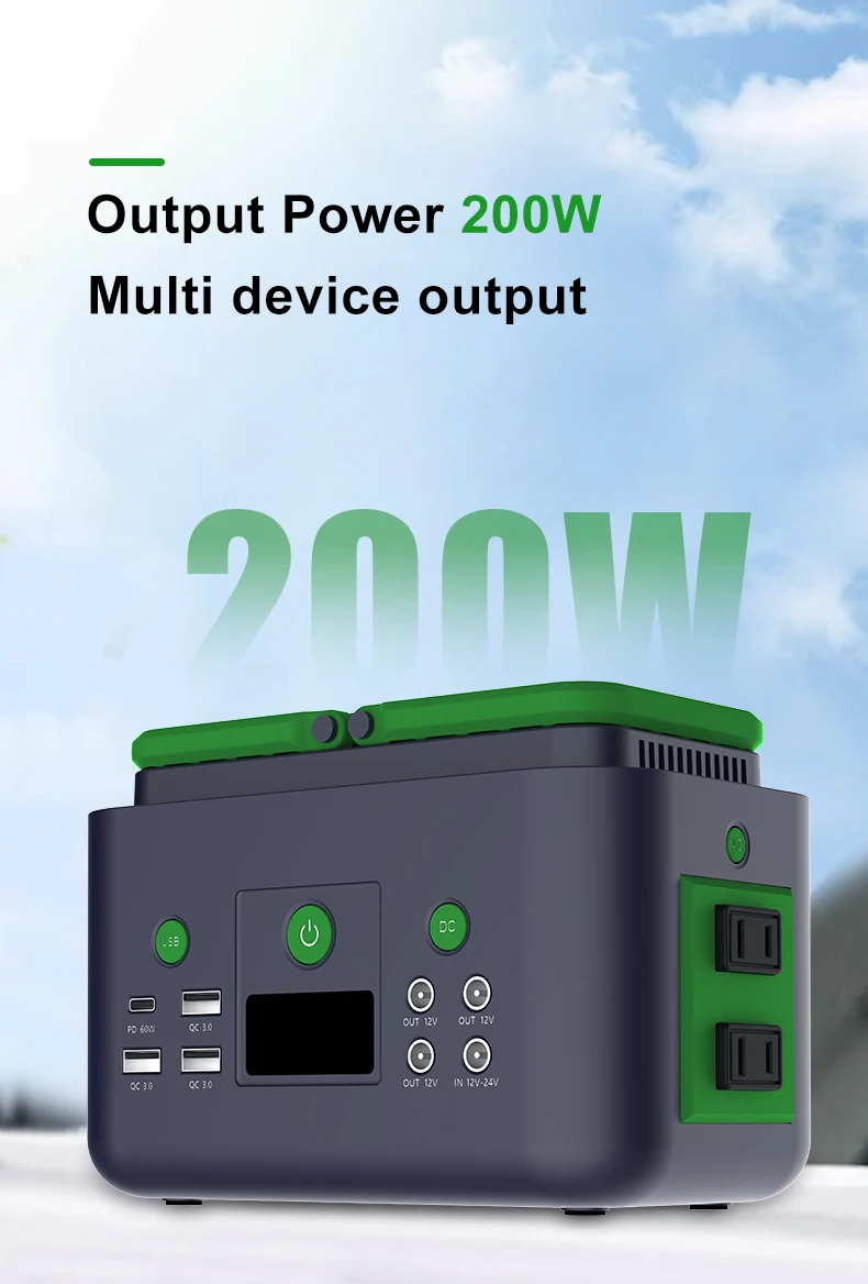 New Product Rechargeable 200W Portable Power Station 192Wh Solar ...