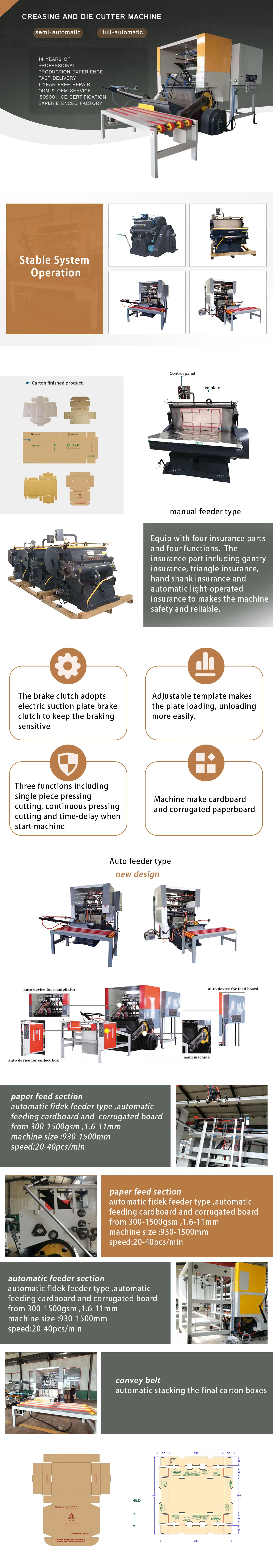 Industrial Carton Paper Die Cutting and Creasing Machine