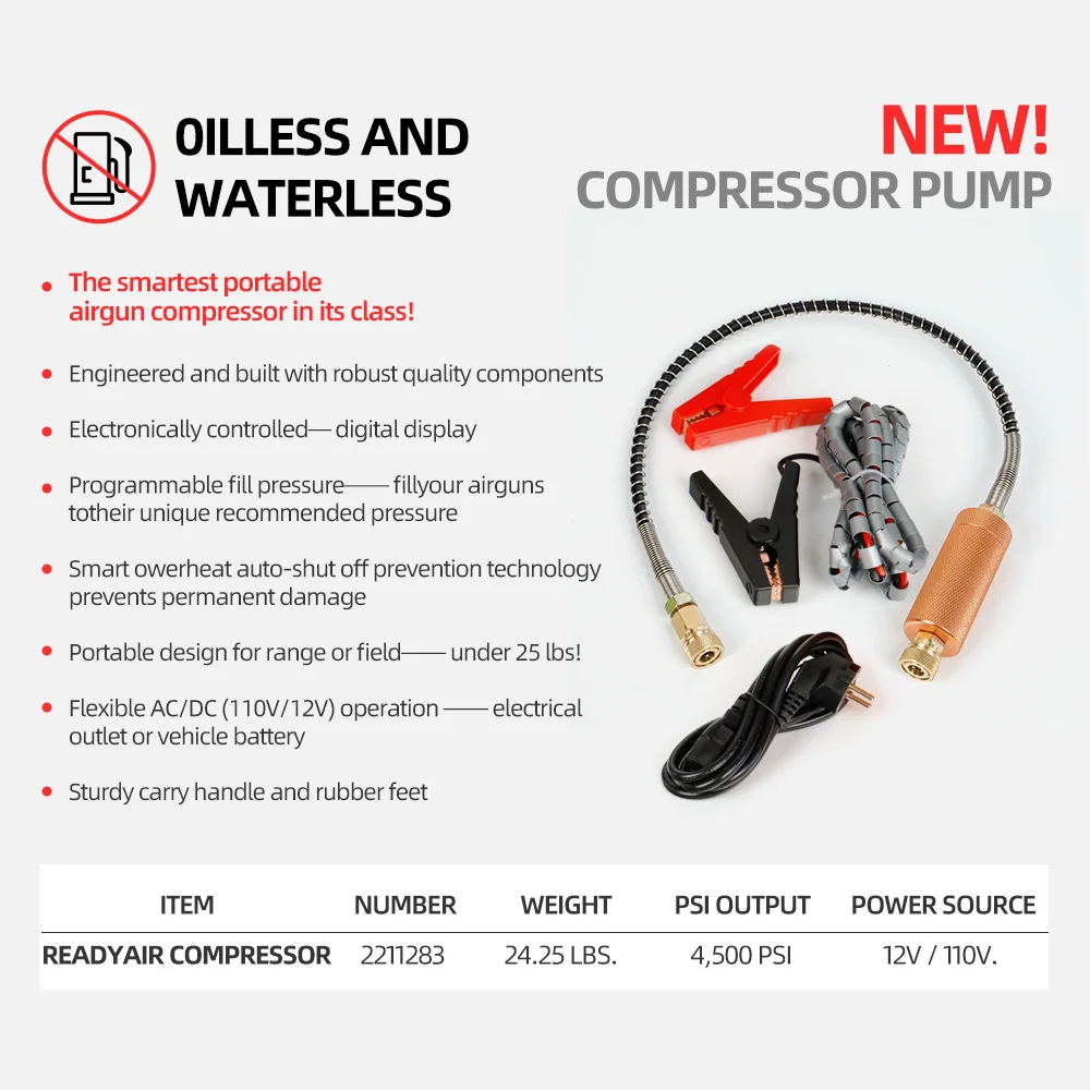 JF PCP Pump - 12V 300bar Oil-Free HPA Compressor for PCP