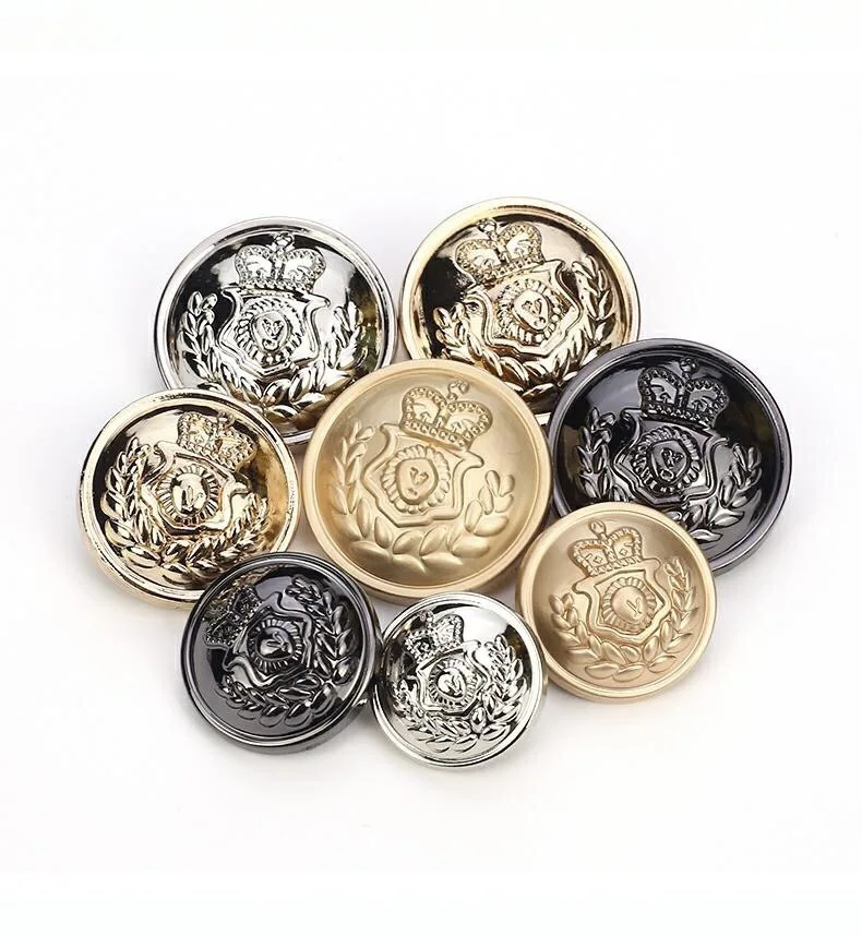 Luxury Metal Gold Crown Ear Button Fashion Round Buttons