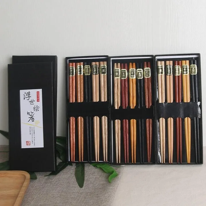 Japanese Natural Wood Chopstick Set Reusable Classic Style Chopsticks ...