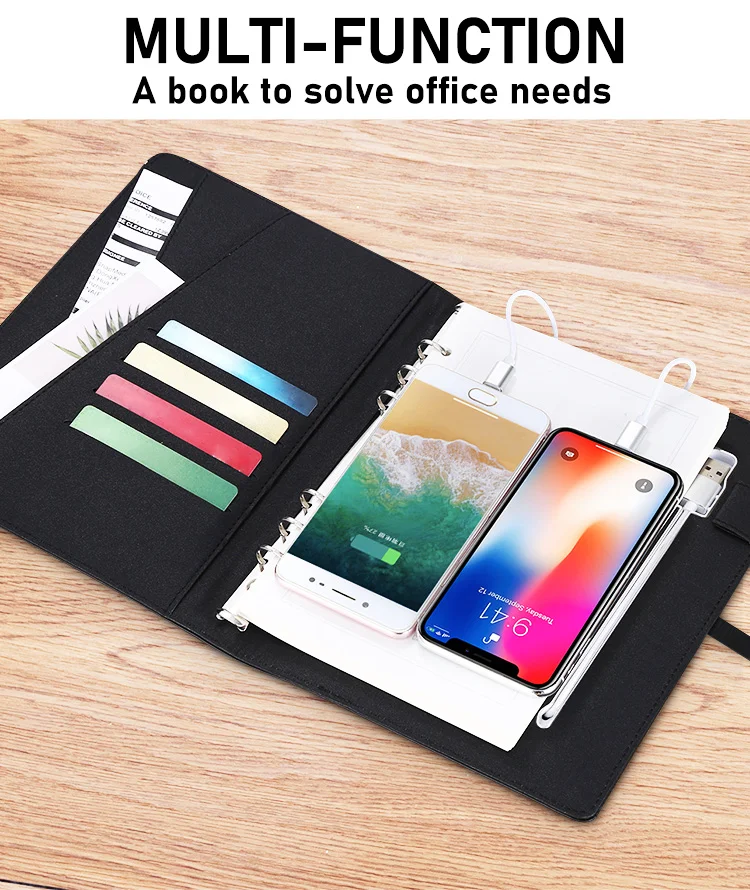 Multi Function Pu Leather Notebook A5 Wireless Charging Smart Notebook ...